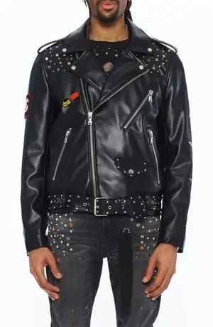 CULT OF INDIVIDUALITY Stars Leather Moto Jacket