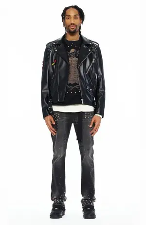CULT OF INDIVIDUALITY Stars Leather Moto Jacket