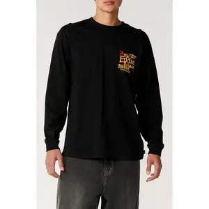 Rip Curl Eddie Would Go Poster Art Long Sleeve Cotton Graphic T-shirt - Black