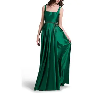 EMILY SHALANT Square Neck Taffeta Gown - Emerald