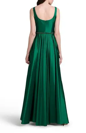 EMILY SHALANT Square Neck Taffeta Gown - Emerald