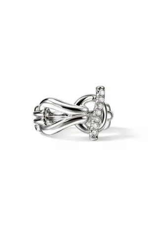 John Hardy Surf Sterling Diamond Band Ring - Silver