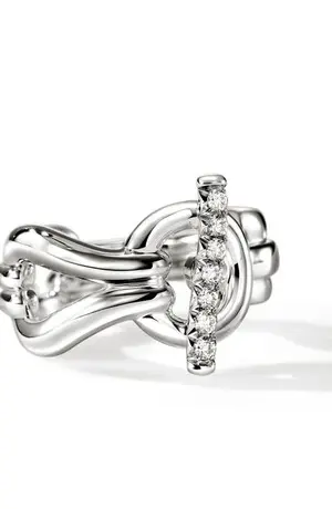 John Hardy Surf Sterling Diamond Band Ring