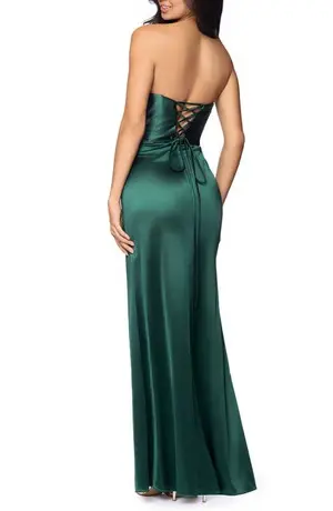 BLONDIE NITES Satin Strapless Corset Gown