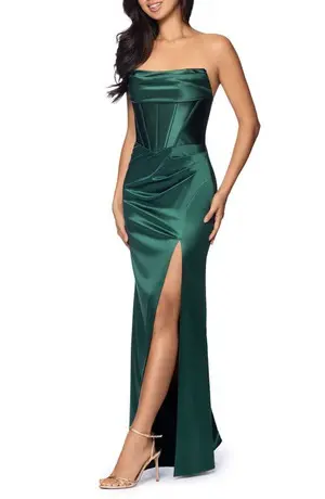 BLONDIE NITES Satin Strapless Corset Gown