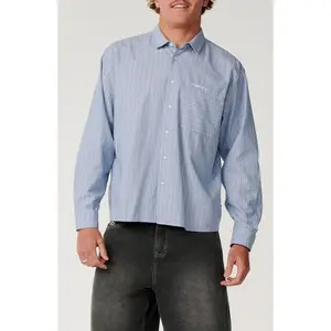 Rip Curl Archive Stripe Cotton Button-up Shirt - Faded Denim