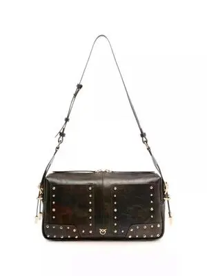 Pinko Studded Leather Shoulder Bag - Brown