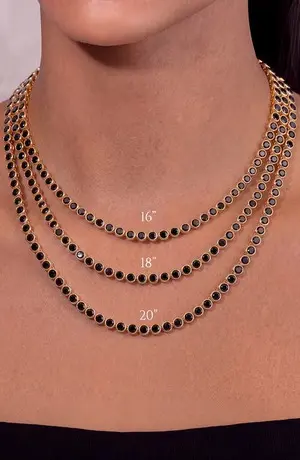 Sterling Forever Helene Bezel Cubic Zirconia Tennis Necklace - Gold