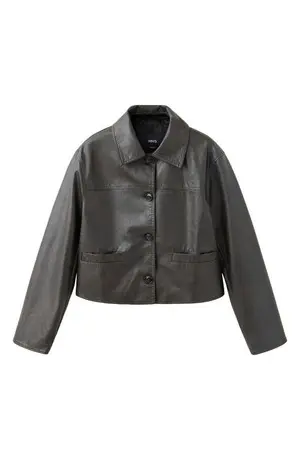 Mango Faux Leather Jacket - Brown