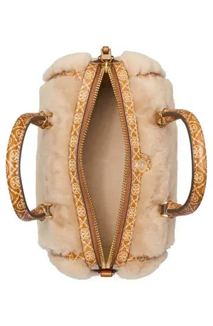 Tory Burch T Monogram Genuine Shearling Petite Barrel Bag