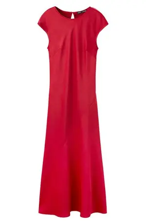 Mango Satin Midi Dress - Red