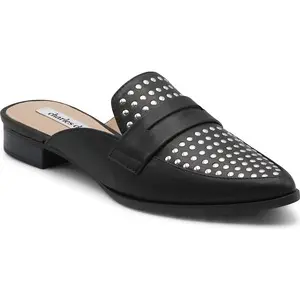 CHARLES DAVID Ennis Studded Flat Mule - Black