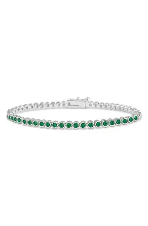 Sterling Forever Helene Cubic Zirconia Bezel Eternity Bracelet - Silver