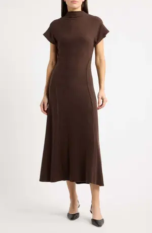 REFORMATION Frinn Mock Neck Maxi Dress - Mole