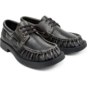 Camper Mil-1978 Leather Boat Shoe - Black Multi