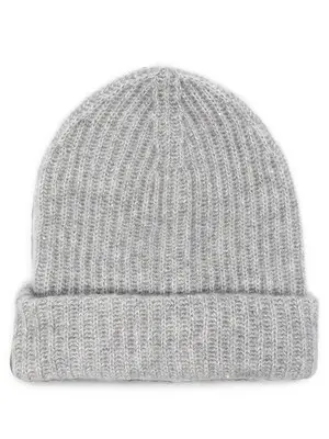 ROBERTO COLLINA Ribbed Cashmere And Silk Beret With Sequins - Grey