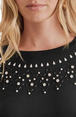 Splendid Fletcher Embellished Sweater - Black