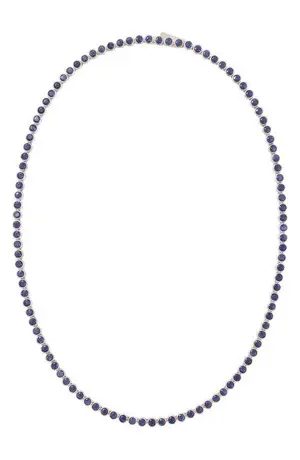 Sterling Forever Helene Bezel Sapphire Cubic Zirconia Tennis Necklace - Silver