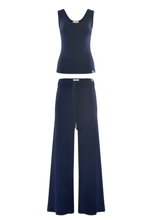 YOU LOOK PERFECT Merino Loungewear Set, Top Blossom & Pants Bailey - Blue