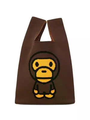 A BATHING APE Medium Baby Milo Reversible Knitted Tote Bag - Brown