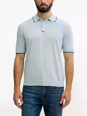 BENETTON Contrast-trim Knitted Polo Shirt - Blue
