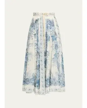 Zimmermann Wanderlust A-line Maxi Skirt - Blue Toile