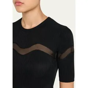 Ulla Johnson Ayla Wavy-inset Short-sleeve Rib Top