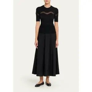 Ulla Johnson Ayla Wavy-inset Short-sleeve Rib Top