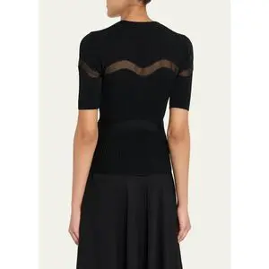 Ulla Johnson Ayla Wavy-inset Short-sleeve Rib Top