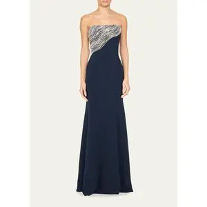 Jenny Packham Soyala Wave Beaded Strapless Gown