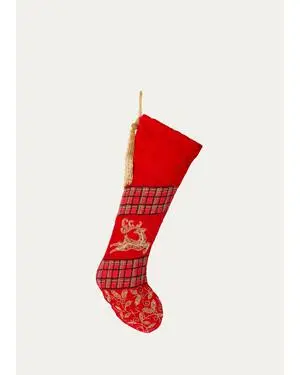 SUDHA PENNATHUR Velvet Embellished Christmas Stocking - Multi