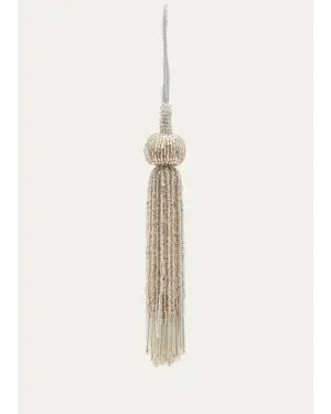 SUDHA PENNATHUR Silver Beaded Tassel Christmas Ornat - Grey Multi