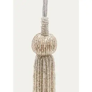 SUDHA PENNATHUR Silver Beaded Tassel Christmas Ornat