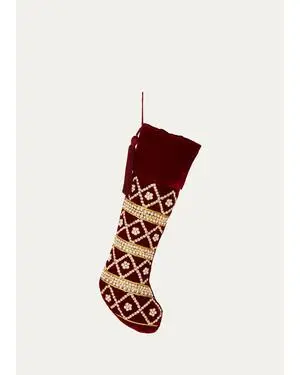 SUDHA PENNATHUR Embroidered Velvet Christmas Stocking - Multi