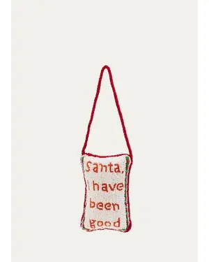 SUDHA PENNATHUR Santa, I Have Been Good Beaded Velvet Doorknocker - Red Multi