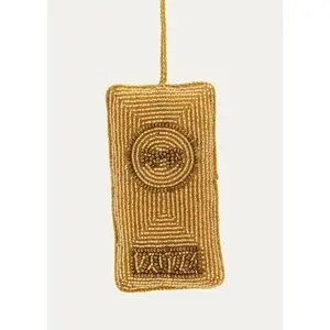 SUDHA PENNATHUR Beaded Gold Bar Christmas Ornat