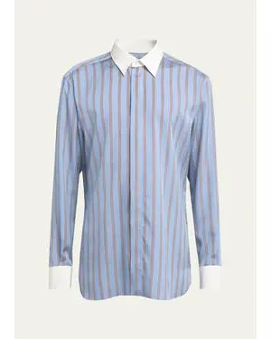 TOM FORD Stripe Silk Contrast-trim Sport Shirt