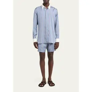 TOM FORD Stripe Silk Contrast-trim Sport Shirt