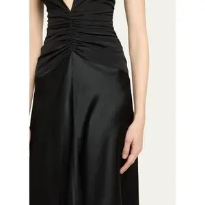 Isabel Marant Étoile Delfi Sleeveless Ruched Keyhole Satin Midi Dress