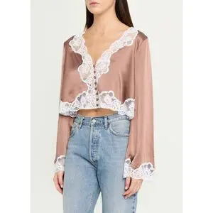 LoveShackFancy Elarine Lace-trim Cropped Top