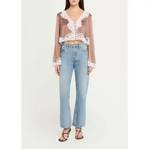 LoveShackFancy Elarine Lace-trim Cropped Top