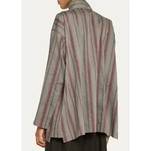 Eskandar Slim A-line Shirt With Double Stand Collar And Stepped Insert Long Length