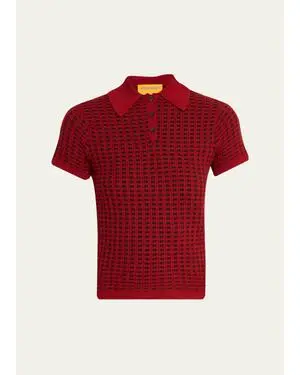 Guest In Residence Cashmere Waffle-stitched Shrunken Polo Sweater