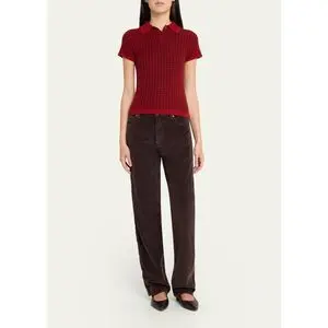 Guest In Residence Cashmere Waffle-stitched Shrunken Polo Sweater