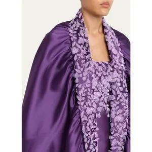 Pamella Roland Beaded Mikado Silk Asymmetric Cape