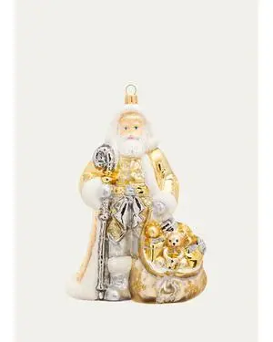 JOHN HURAS Santa Glass Ornat - Red Multi