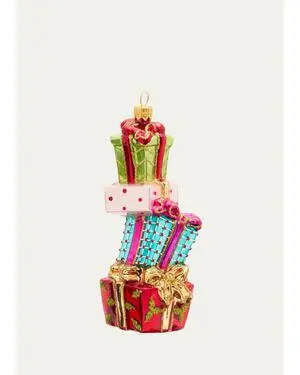 JOHN HURAS Stack Of Presents Ornat - Multi