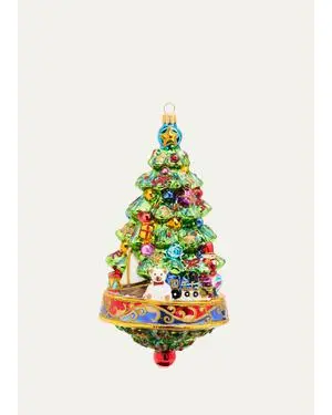 JOHN HURAS Decorated Christmas Tree Glass Ornat - Multi