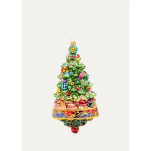 JOHN HURAS Decorated Christmas Tree Glass Ornat