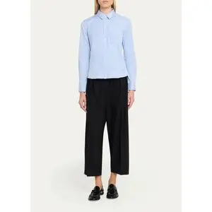 HIGH SPORT Cotton Woven Poplin Button-down Shirt